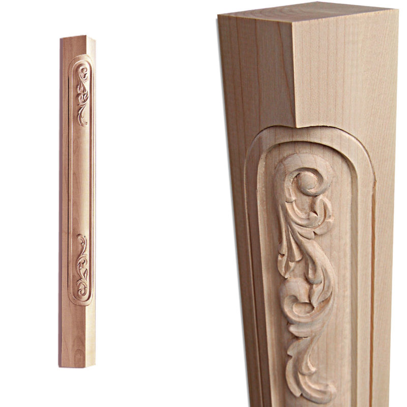 carved wood columns and corner posts for custom cabinets and furniture