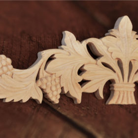 appliques and wood onlays carved with grape design