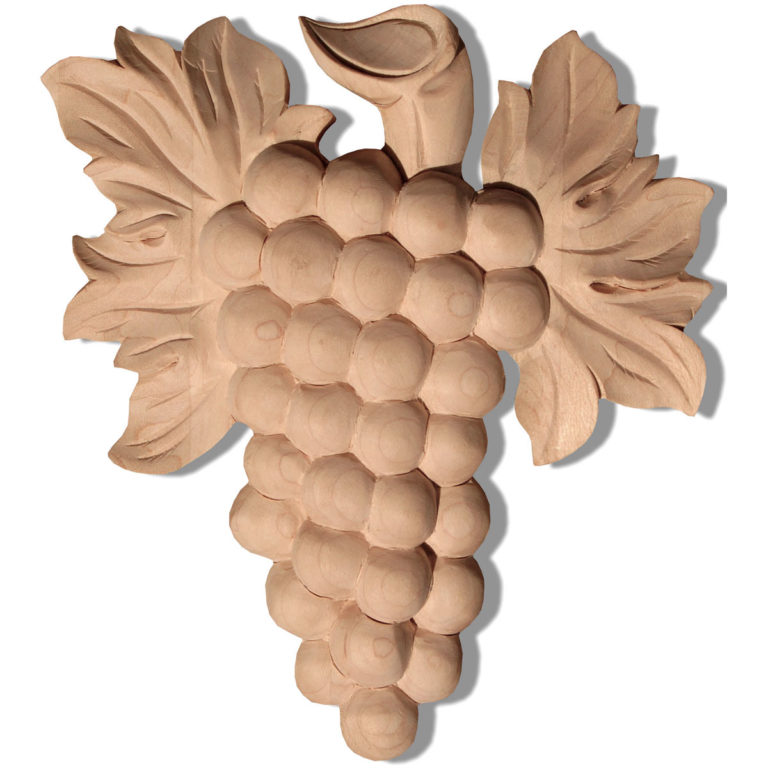 appliques and wood onlays carved with grape design