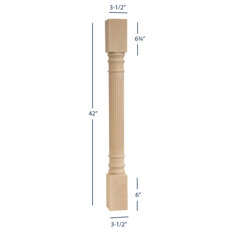 Reeded Kitchen Island Leg - Wood Carvings - Island Legs