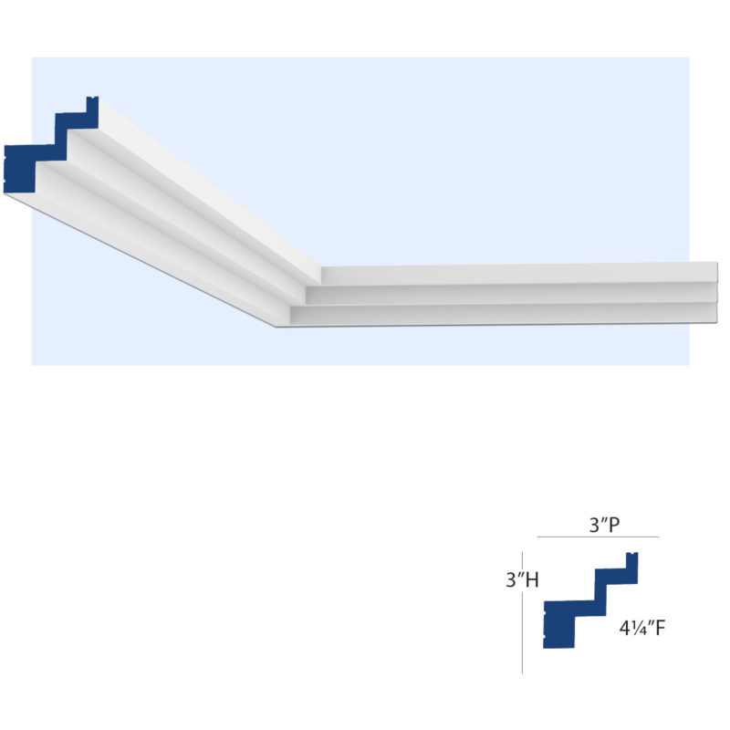 Medium Chicago 3 Step Crown Molding - modern molding